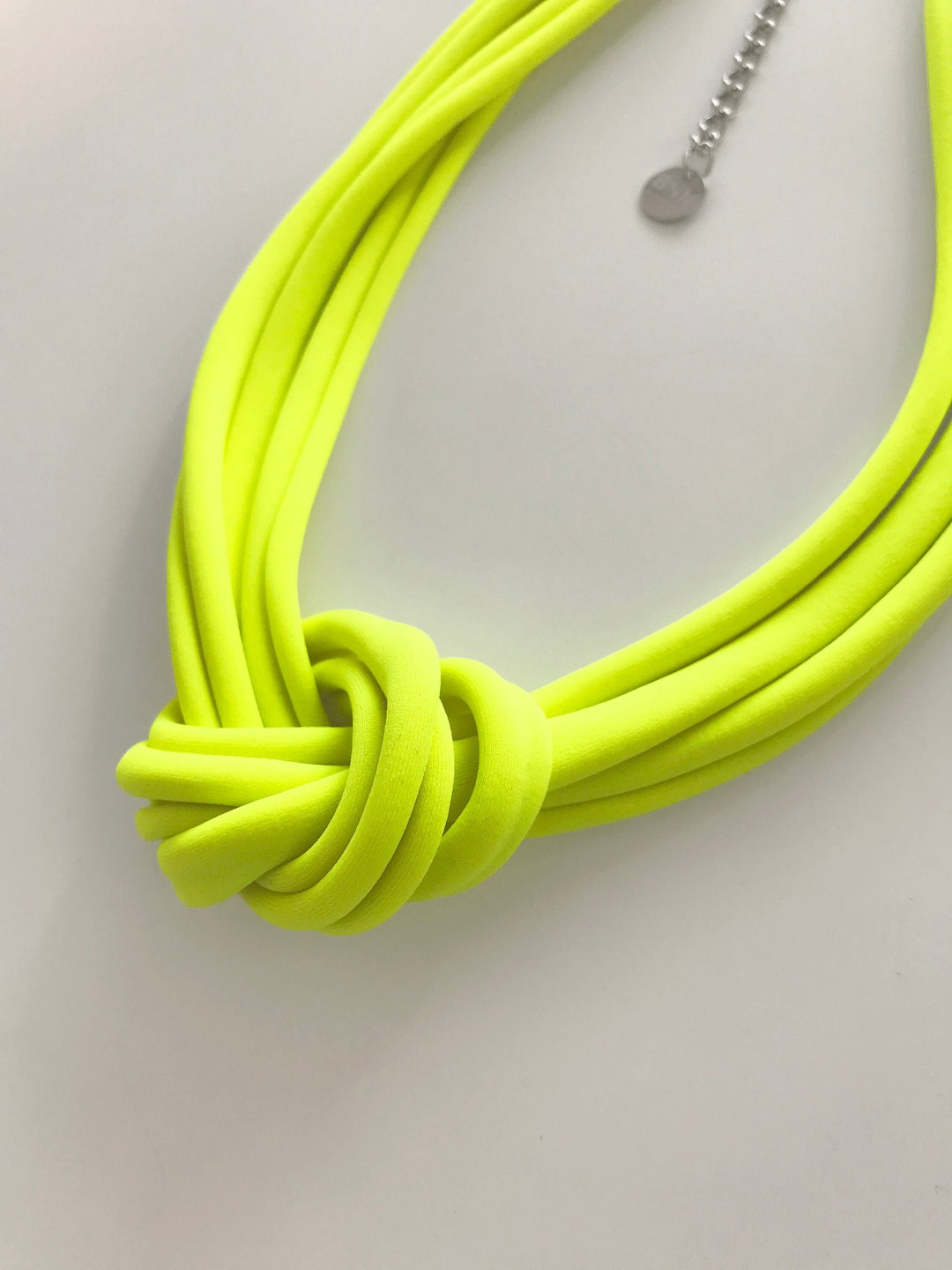 Neon Yellow Knot Necklace, Trendy Necklace, Colorful Rope Necklace ...