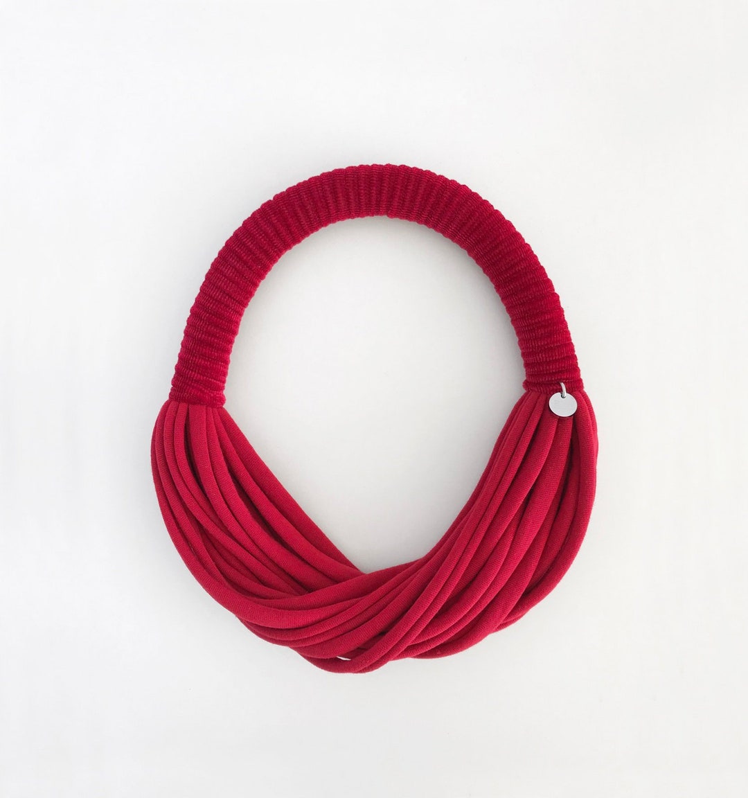 Red Statement Necklace, Velvet Necklace, Red Fabric Necklace, Jersey ...