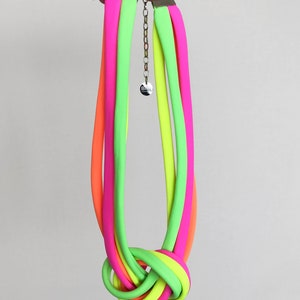 Neon Knot Necklace, Neons Rope Necklace, Unique Knotted Choker Necklace ...