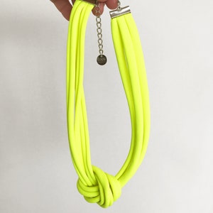 Neon Yellow Knot Necklace, Neon Rope Necklace, Unique Knotted Choker ...