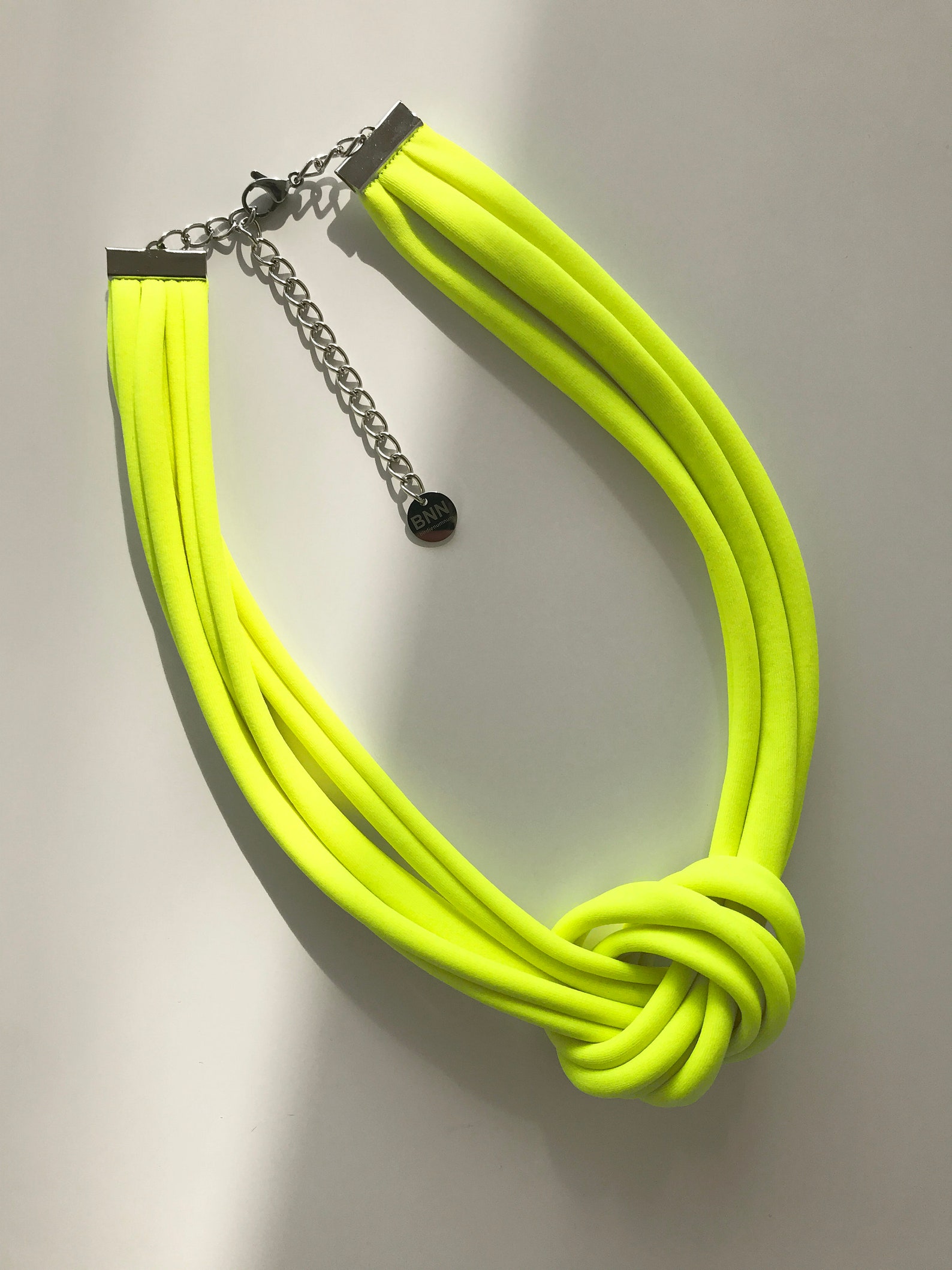 Neon Yellow Knot Necklace Neon Rope Necklace Unique Knotted - Etsy