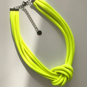 Neon Yellow Knot Necklace, Neon Rope Necklace, Unique Knotted Choker ...