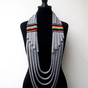 Peruvian Handmade Necklace in Grey Melange Jersey Fabric - Etsy