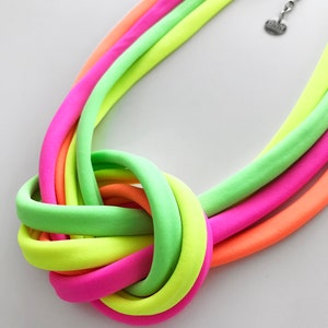 Neon Knot Necklace, Neons Rope Necklace, Unique Knotted Choker Necklace ...