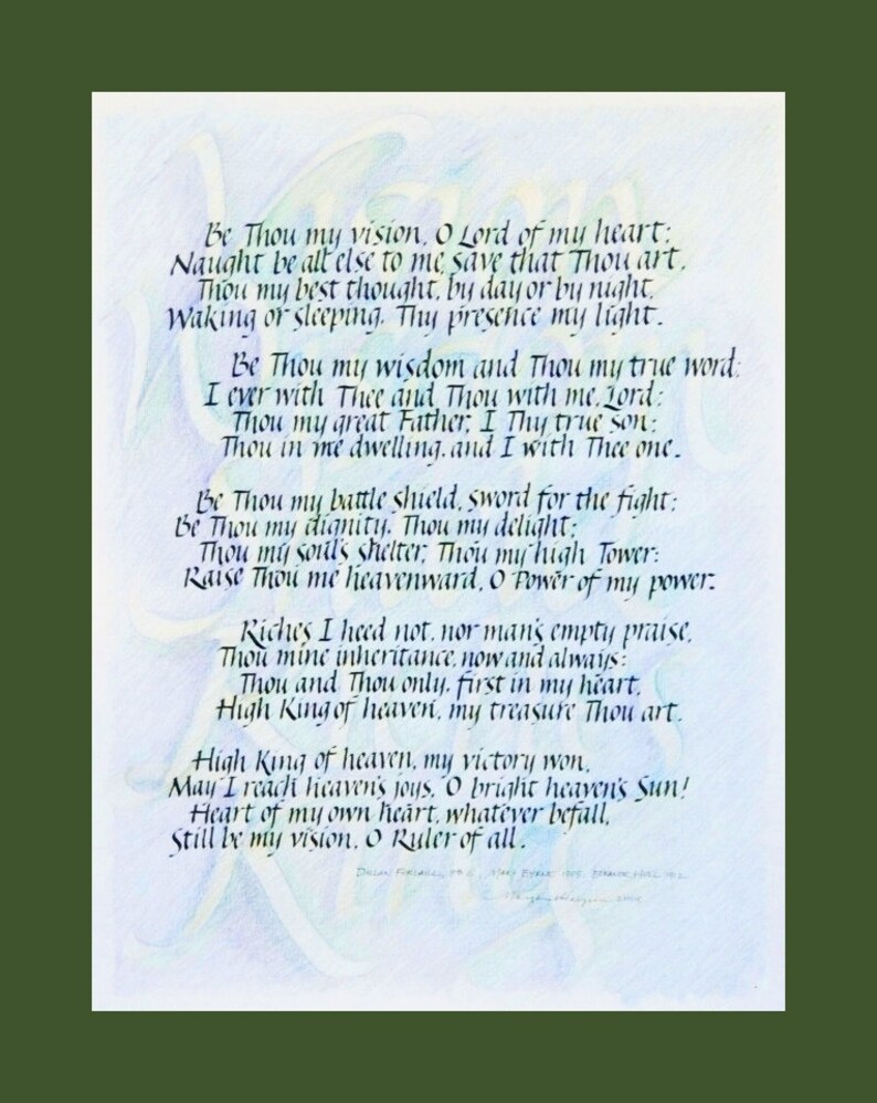 Be Thou My Vision Calligraphy Print 11 X 14 - Etsy