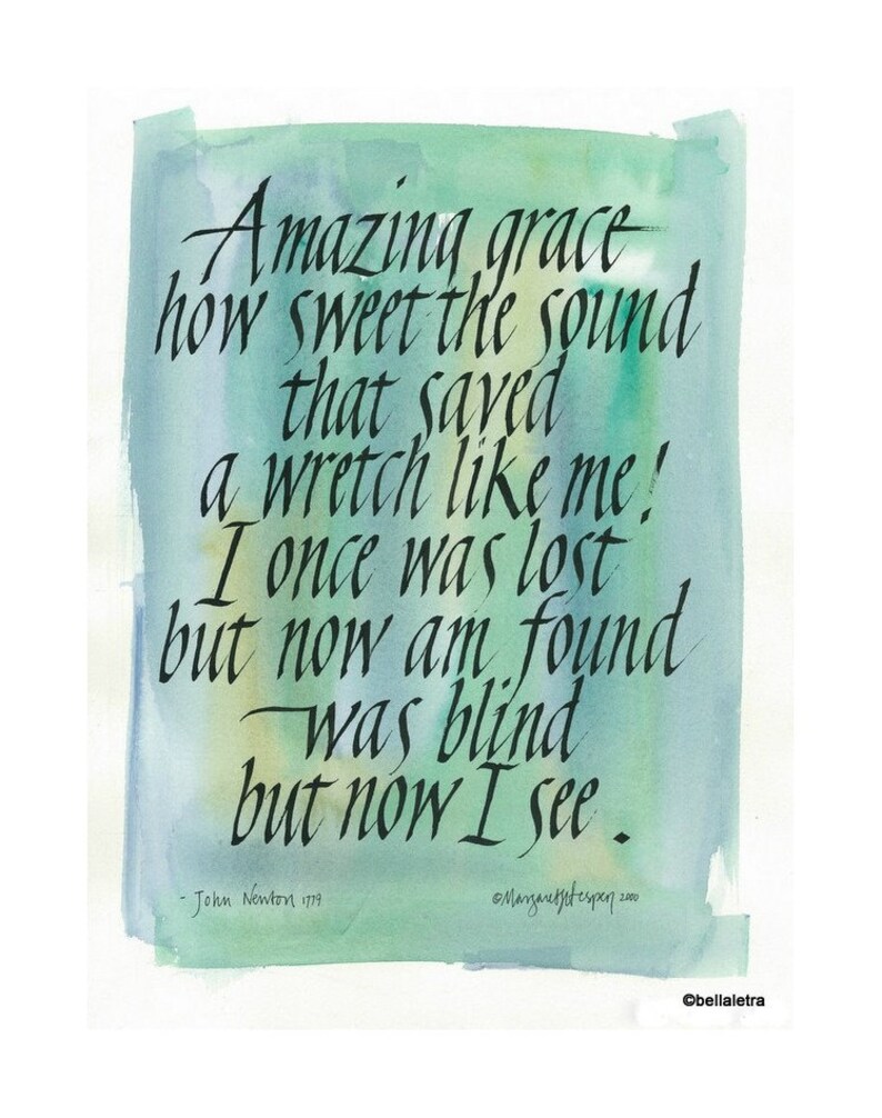 Amazing Grace Calligraphy Print - Etsy