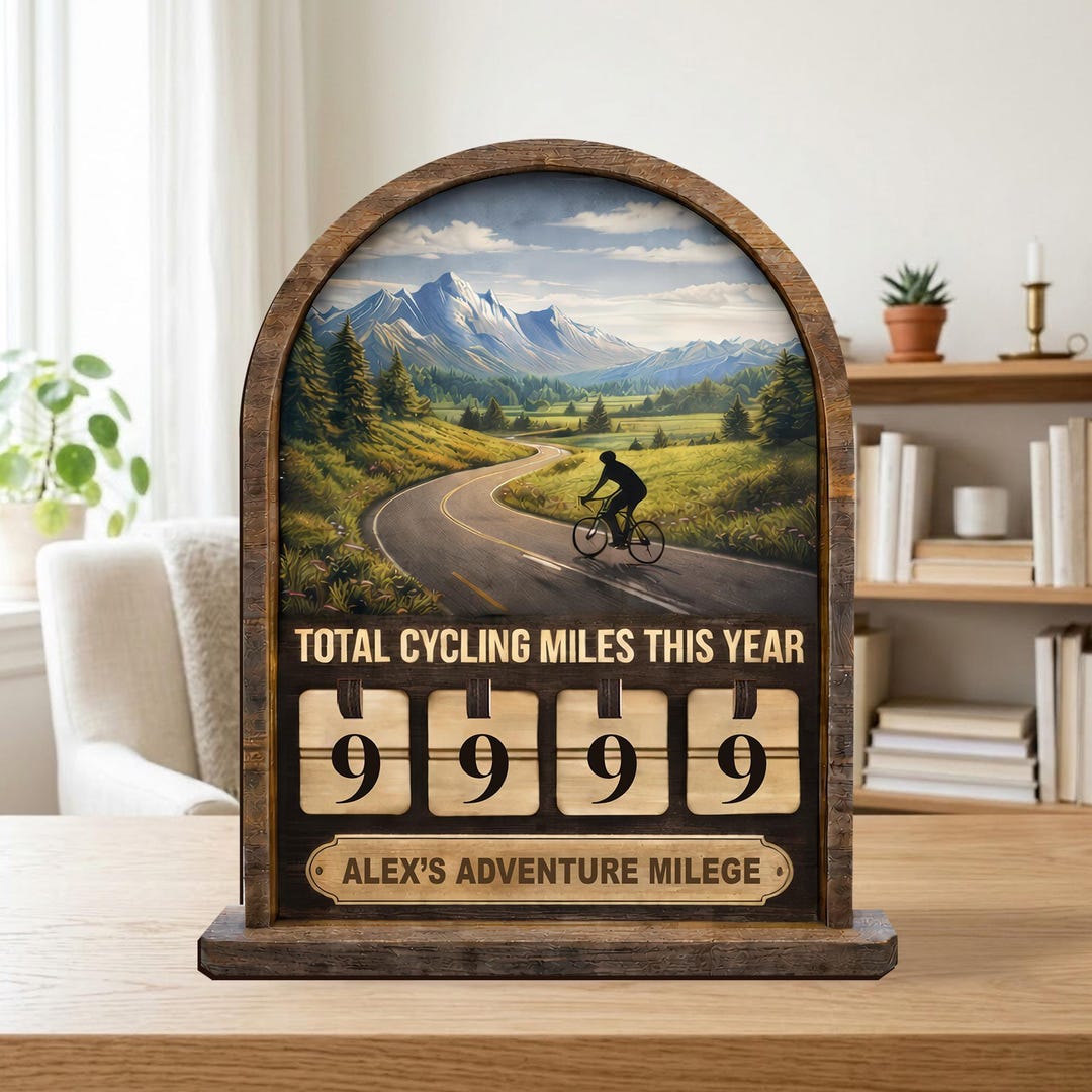 Personalized Cycling Miles Tracker Sign, Custom Bike Mileage Counter ...