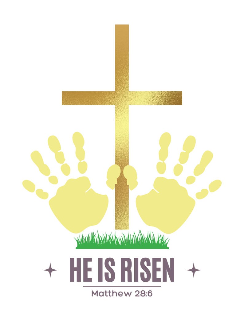 He is Risen Handprint/footprint Craft | Easter Christian Kids Art ...