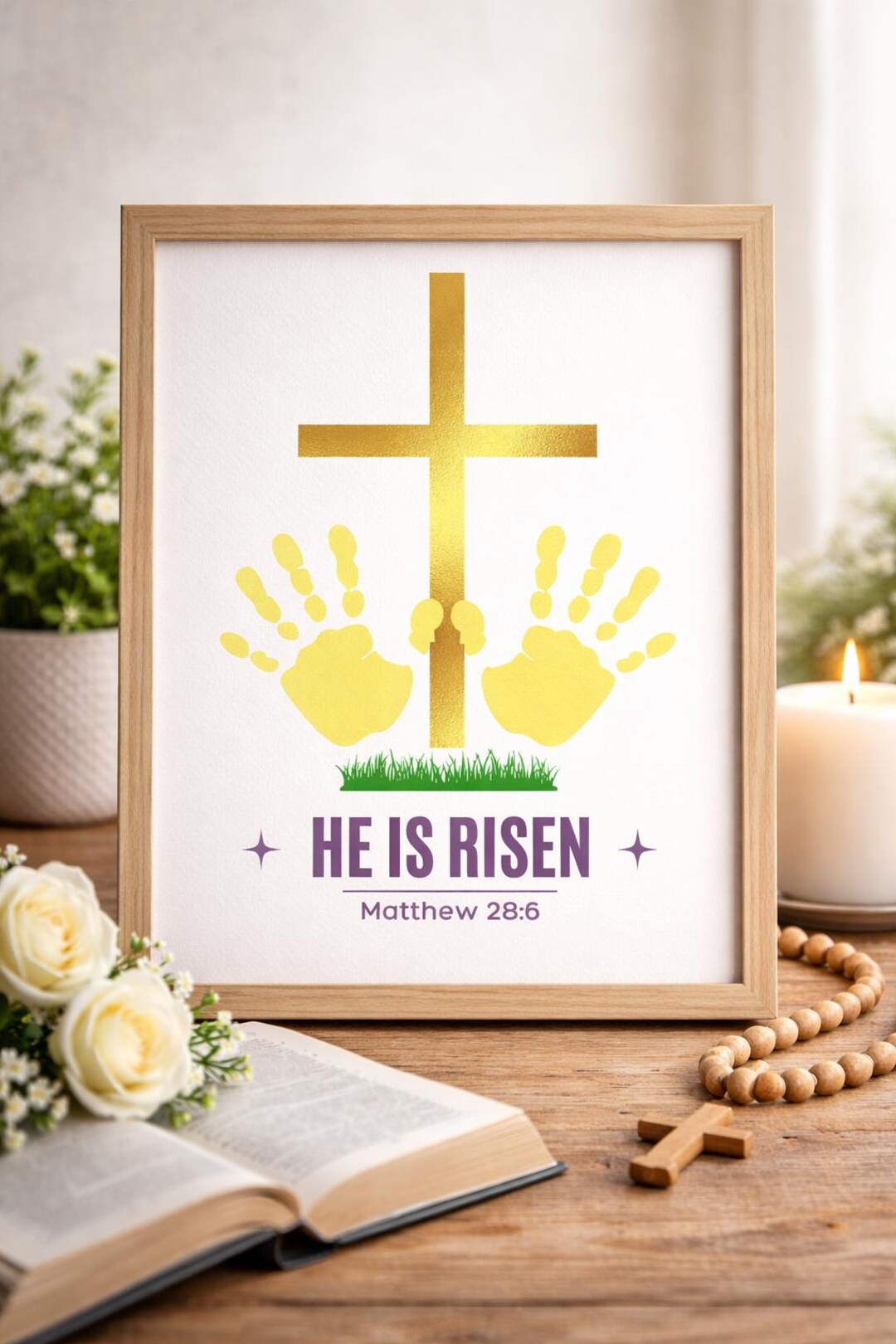 He is Risen Handprint/footprint Craft | Easter Christian Kids Art ...