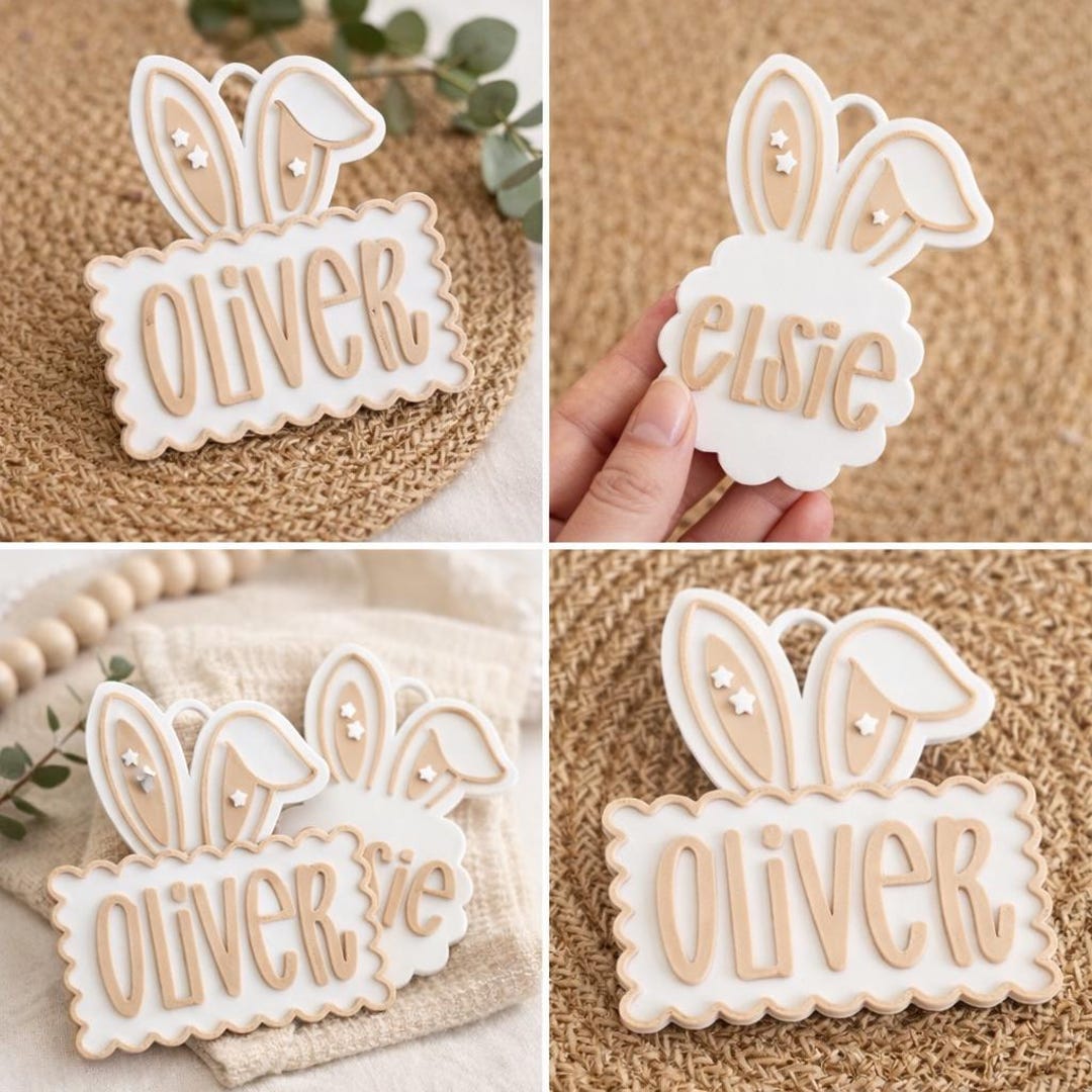 Personalized Bunny Name Tag | Custom Easter Basket Tag | 3D Printed ...