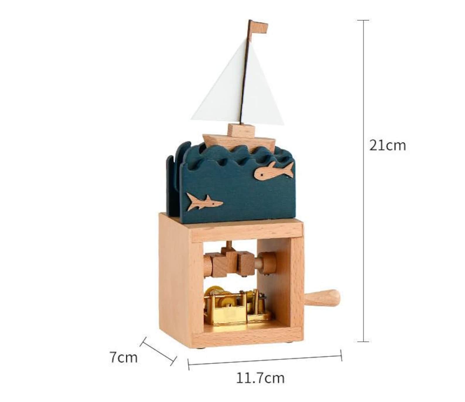 Wooden Cat Hand Crank Music Box, Mechanical Moving Automata - Etsy