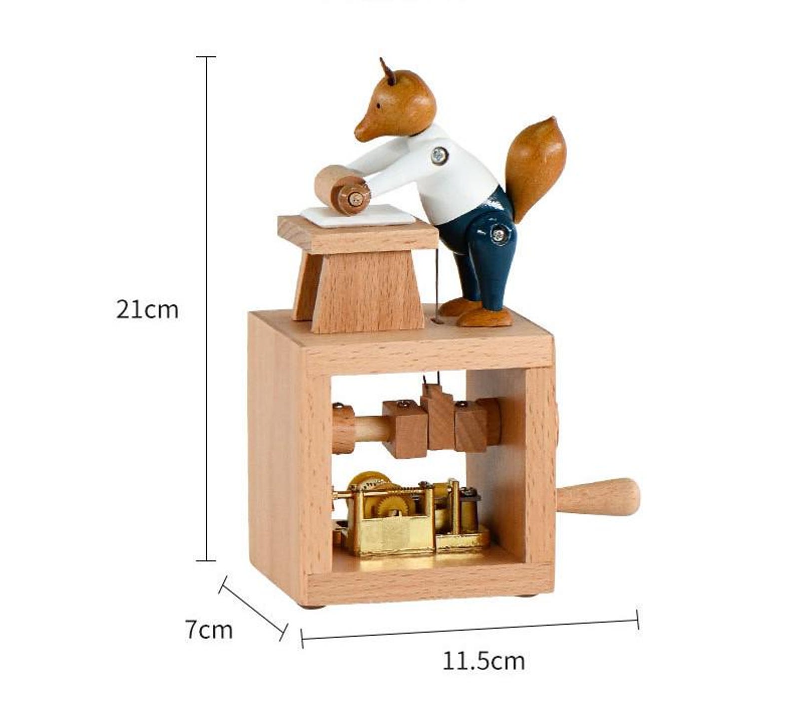 Wooden Cat Hand Crank Music Box, Mechanical Moving Automata - Etsy