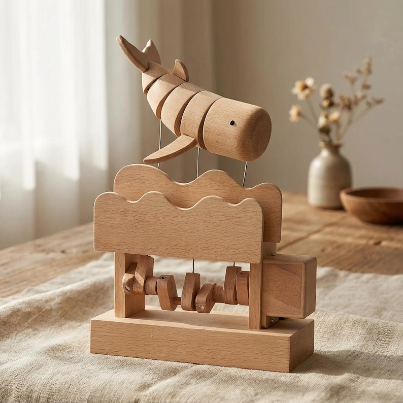 Wooden Whale Automata, Kinetic Ocean Desk Sculpture - Etsy