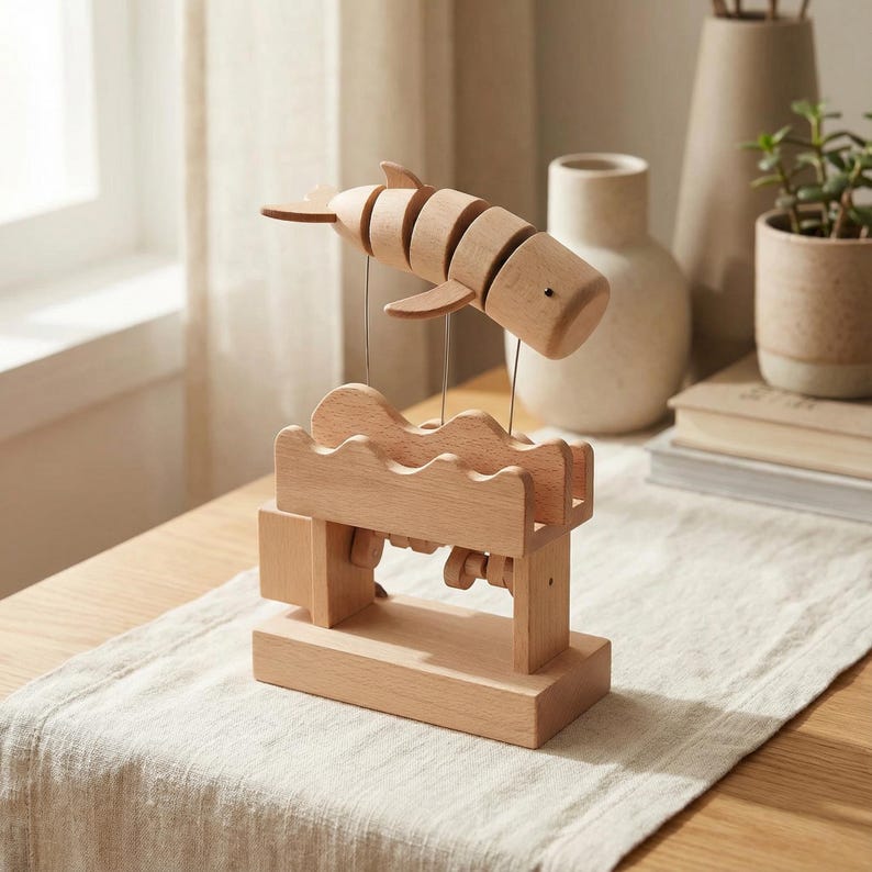 Wooden Whale Automata, Kinetic Ocean Desk Sculpture - Etsy