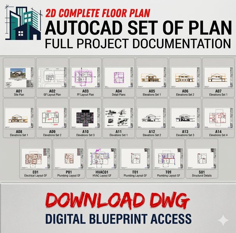 Plan#1 Modern Farmhouse Architectural Drawings – 4 Bed 5 Bath 2-story ...