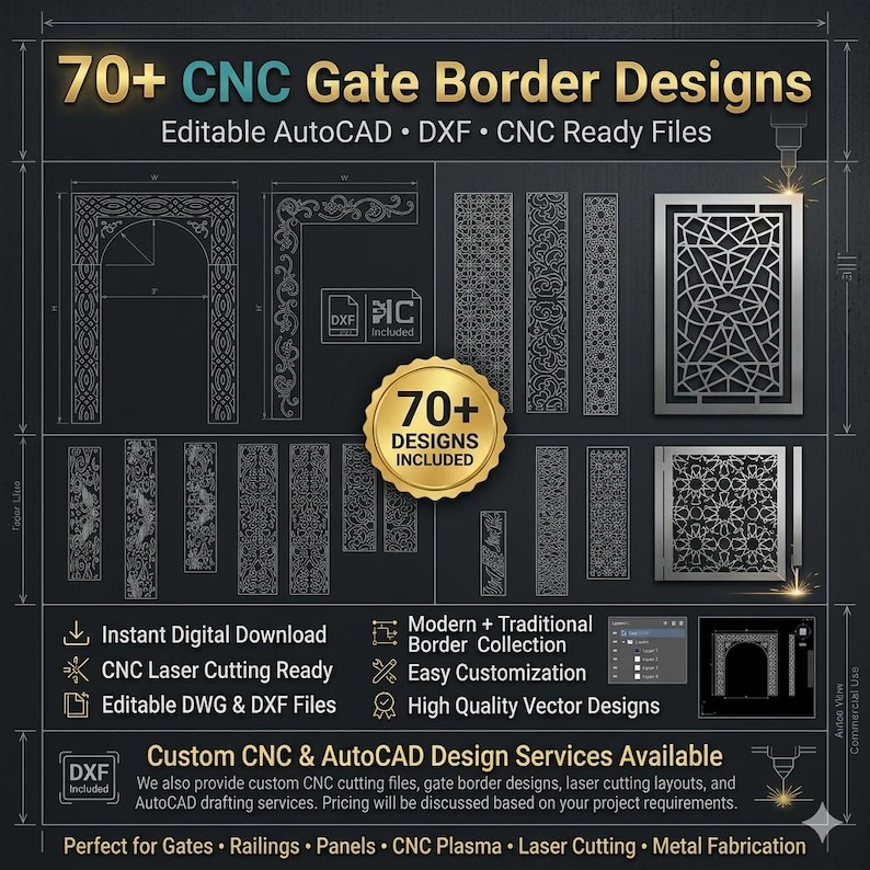70+ Laser Cut CNC Files Bundle | DXF, DWG, Autocad Files (digital ...