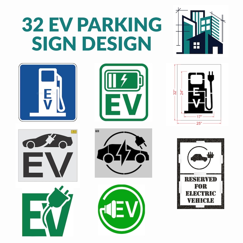 32 EV Charging Station Sign CAD Blocks | Pavement & Bollard Stencils ...