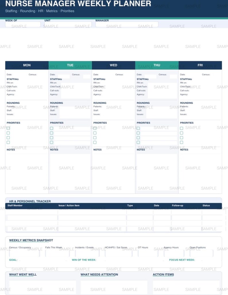 Nurse Manager Planner | Leadership Organizer, Task Tracker (digital ...