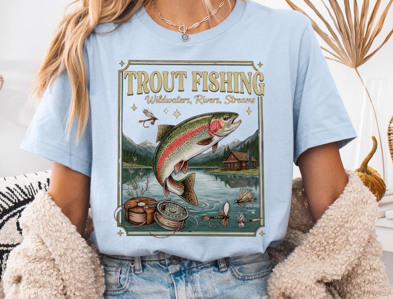 Trout Fishing Shirt, Fly Fish Shirt, Rainbow Trout Shirt, 90s Wildlife ...