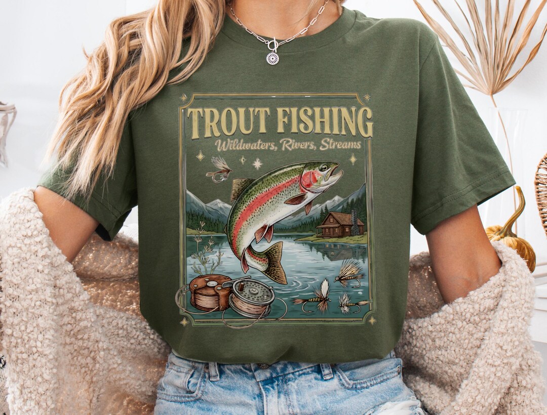 Trout Fishing Shirt, Fly Fish Shirt, Rainbow Trout Shirt, 90s Wildlife ...