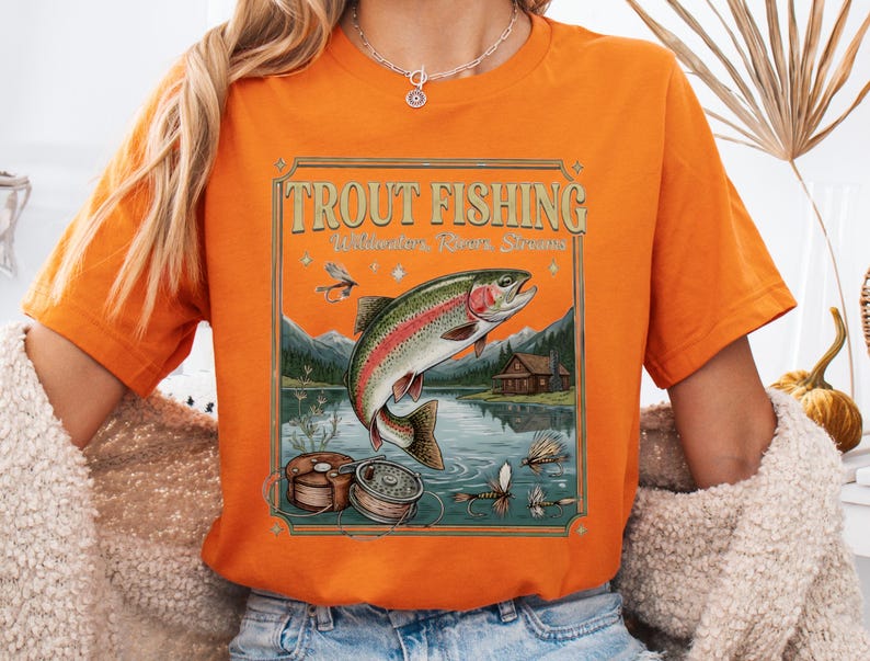 Trout Fishing Shirt, Fly Fish Shirt, Rainbow Trout Shirt, 90s Wildlife ...