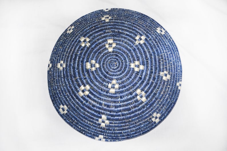 Handwoven Rwanda Agaseke Basket, Blue White Home Decor Wall Hanging - Etsy