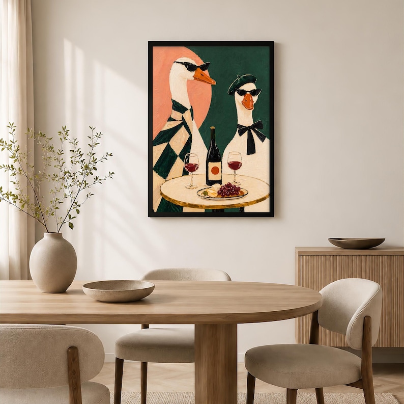 French Goose Wine Print, Quirky Dining Room Wall Art - Etsy UK