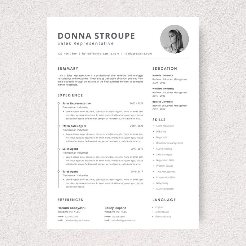 Photo CV Template Canva | Friendly Modern Resume | Editable ...