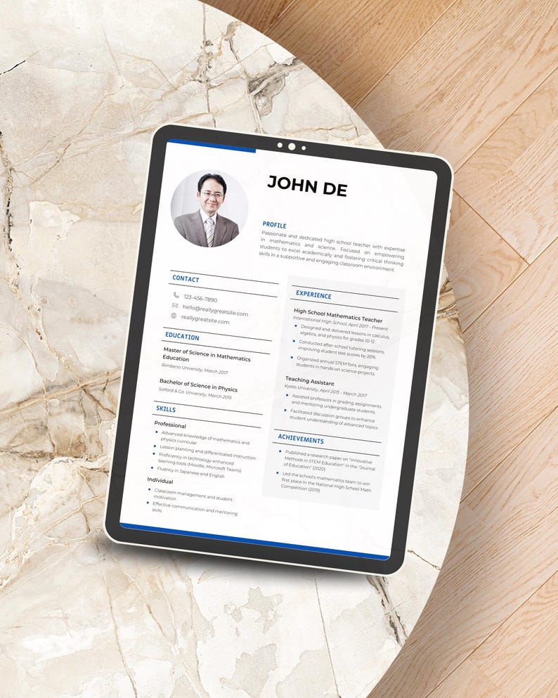 Teacher Resume Template Canva, ATS Friendly Editable Teaching CV ...