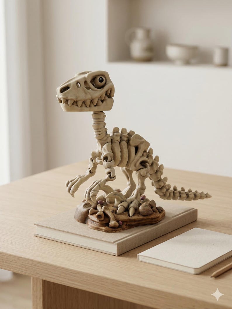 Articulated Velociraptor Skeleton Sculpture – Dinosaur Desk Decor ...