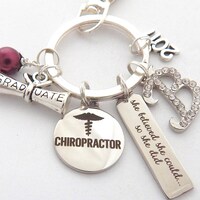 Caduceus Keychain, Caduceus Key Ring, Doctor's Medical Symbol, Initial ...