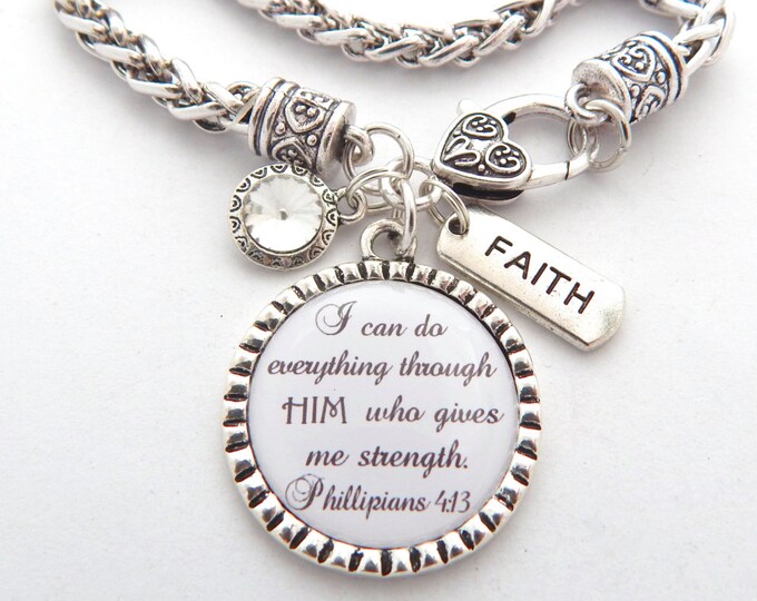 Bible Verse Charm Bracelet, Scripture Jewelry, Encouragement Faith ...
