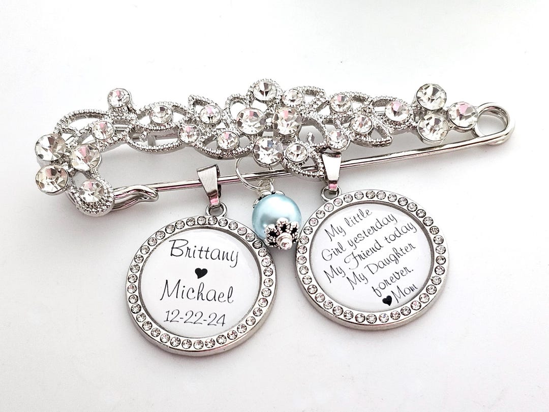 Bridal Bouquet Charm Custom Bridal Pin, Something Blue Wedding Charm ...