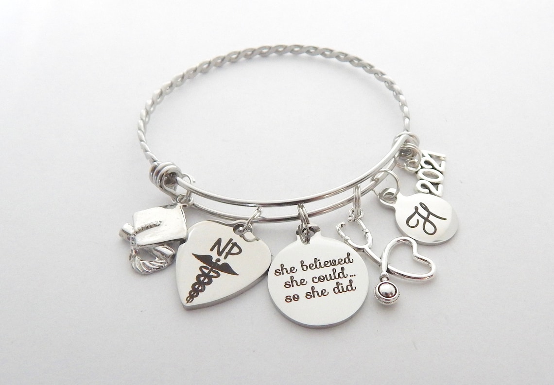 Medical Doctor Graduation Gift, MD Caduceus Bracelet, Graduate Jewelry ...