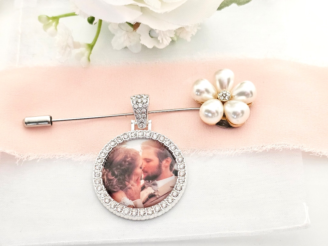 Personalized Memorial Bouquet Pin With Pearls, Blue Butterfly Keepsake ...