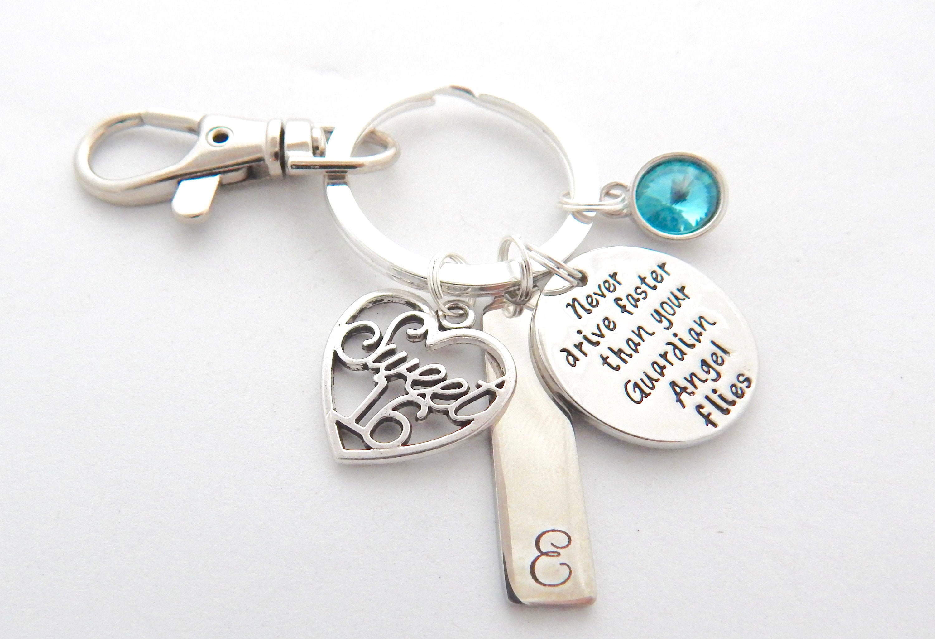 Personalized Sweet 16 New Driver Keychain-guardian Angel - Etsy