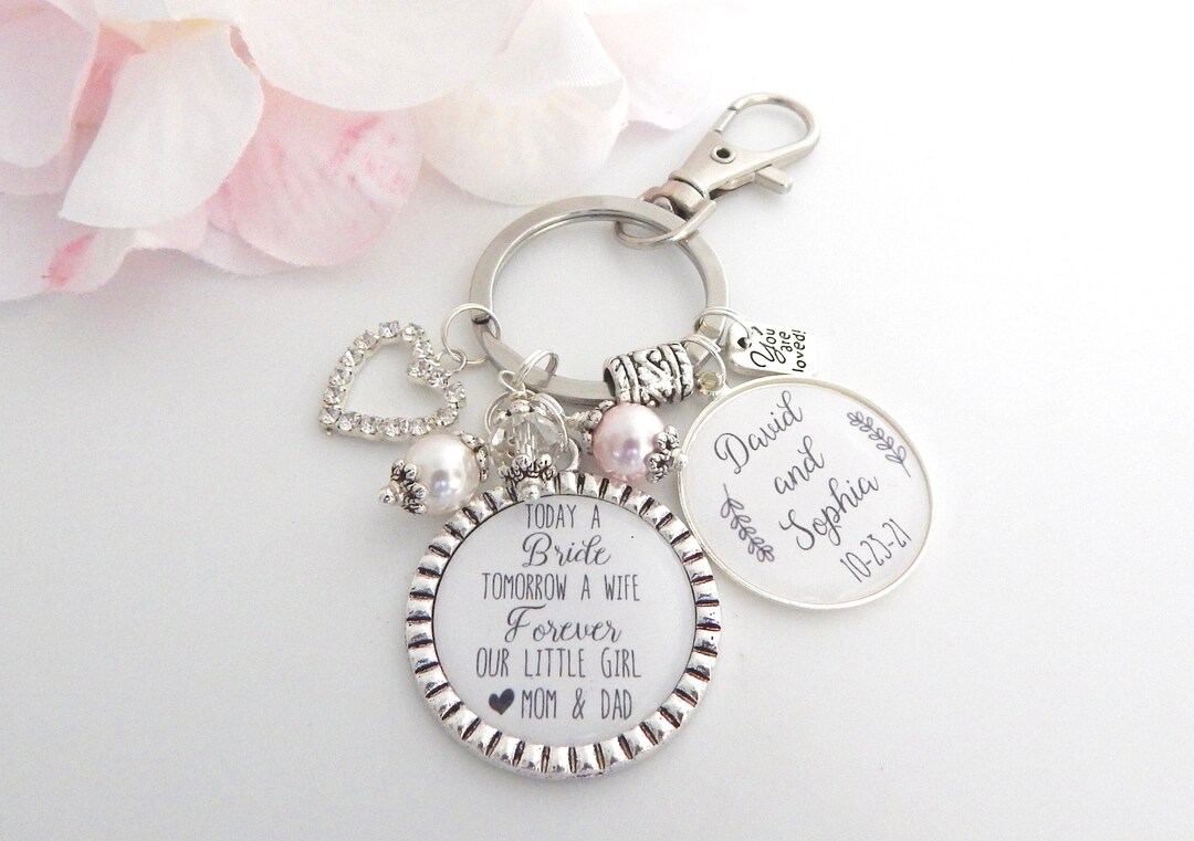 Personalized Wedding Keychain for BRIDE From MOM From Dad Bridal ...
