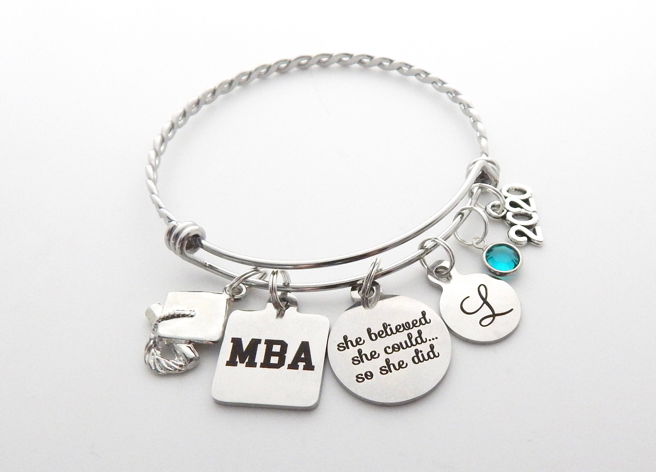 MBA Gift, MBA Graduation Bracelet, MBA Jewelry,master of Business ...