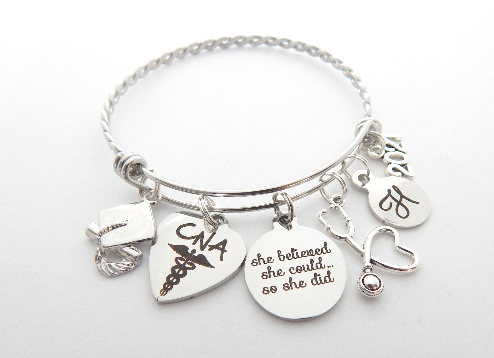 Medical Doctor Graduation Gift, MD Caduceus Bracelet, Graduate Jewelry ...
