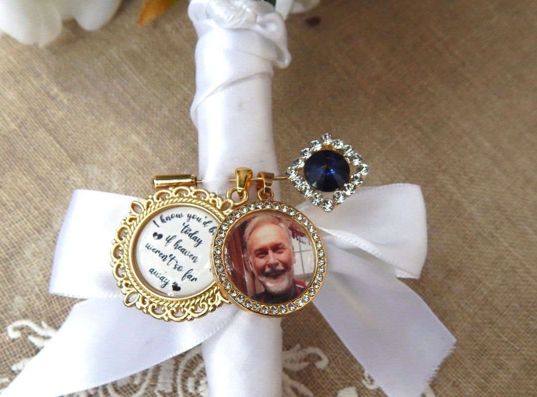 MEMORIAL Bouquet Photo Charm Bouquet Charm Something Blue Pin Wedding ...