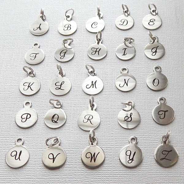 Stainless Steel Initial Letter Charms - Etsy
