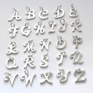 ADD a CHARM, Silver Script Initial Alphabet Letter Charms, Cursive ...