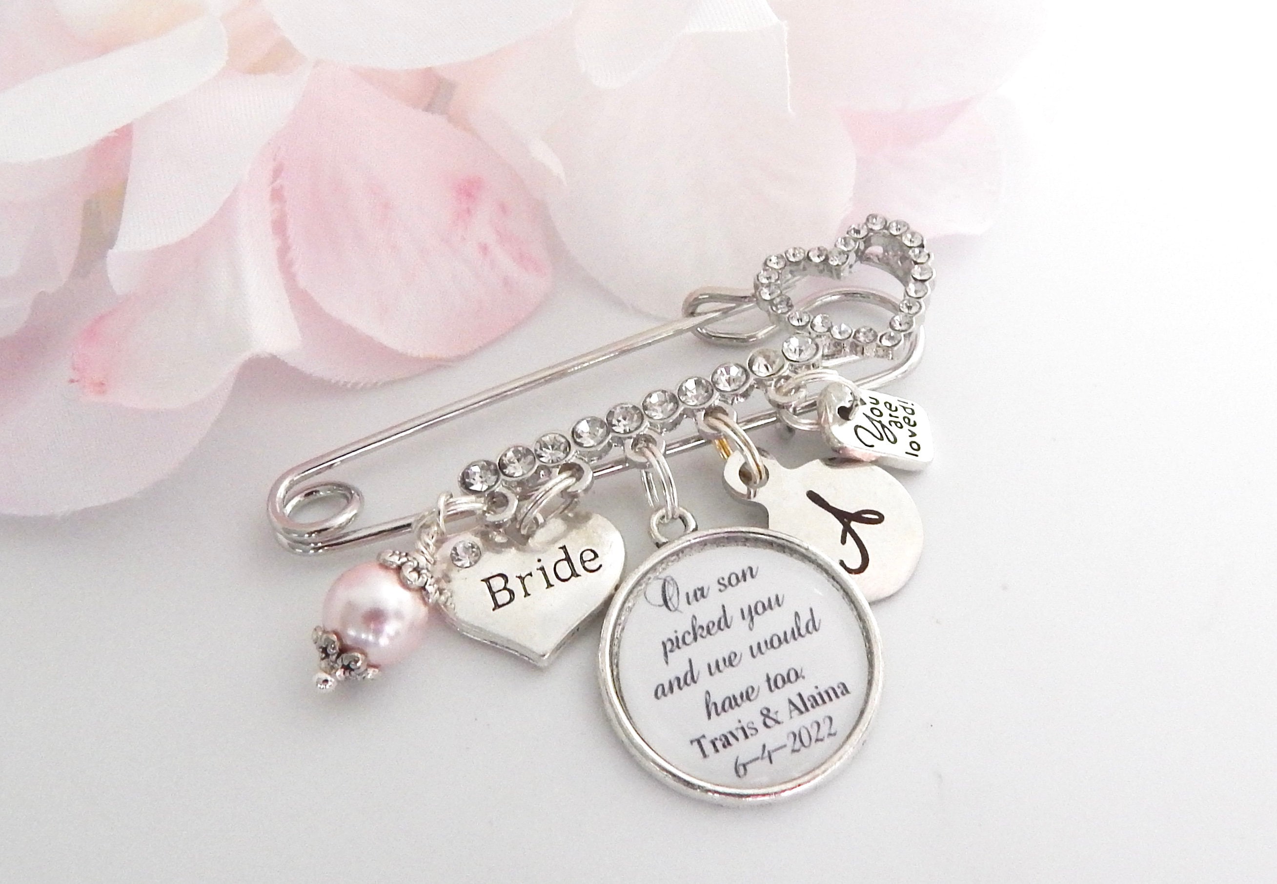 Personalized Bridal Pin Bridal Bouquet Charm Rhinestone - Etsy