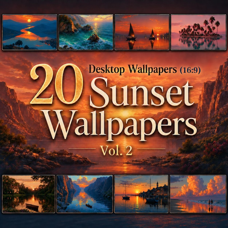 Desktop PC Laptop Wallpapers 4K Bundle ,20 Sunset Paintings Vol 2 | 16: ...