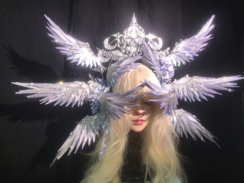 Ethereal Angel Wing Crown Headpiece, Iridescent Fairy Halo, Gothic ...