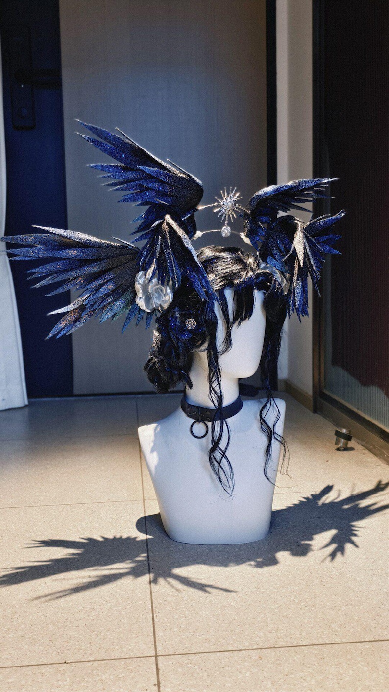 Black Angel Headpiece Dark Wings Crown Gothic Feather - Etsy