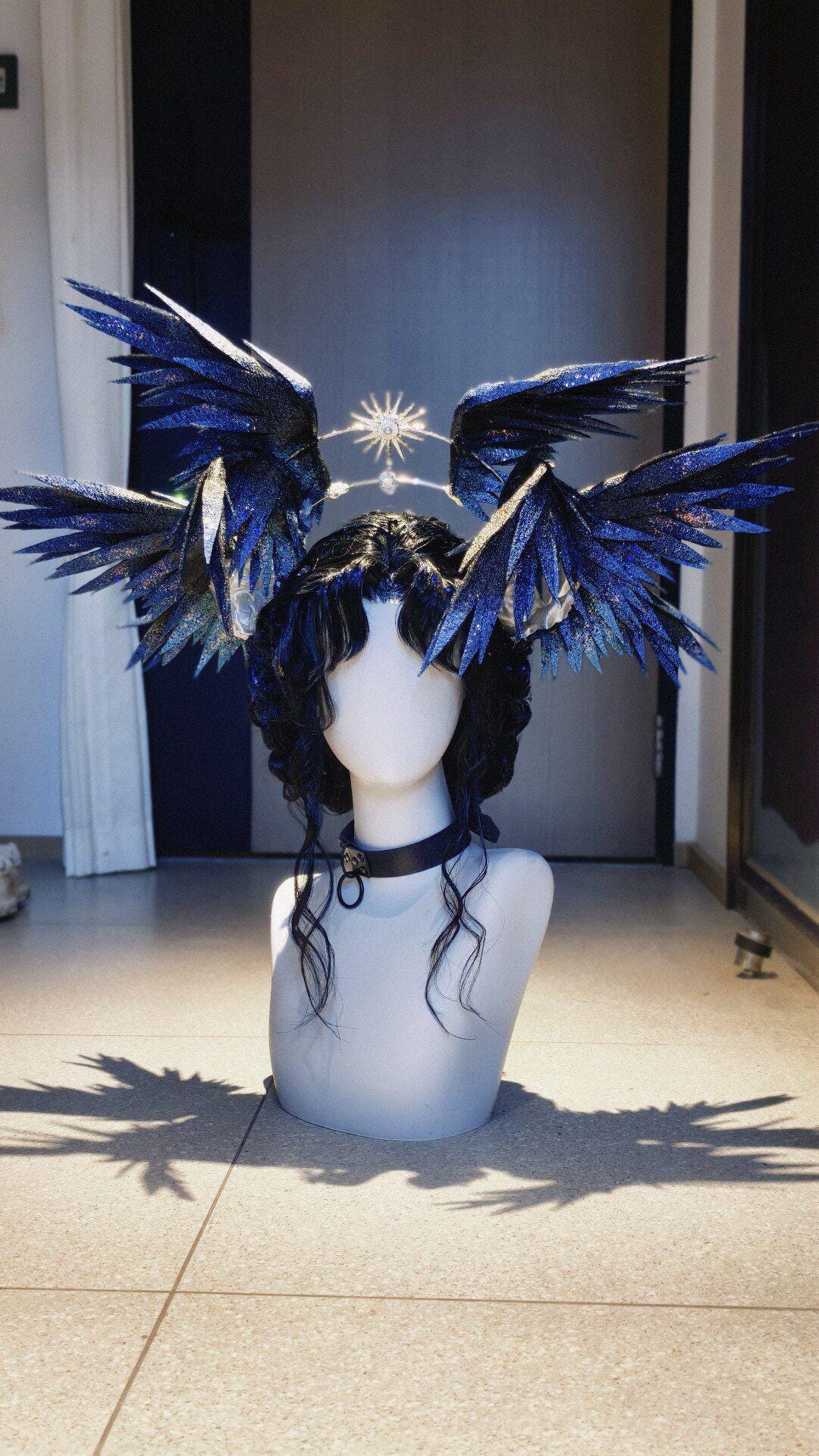 Black Angel Headpiece Dark Wings Crown Gothic Feather - Etsy