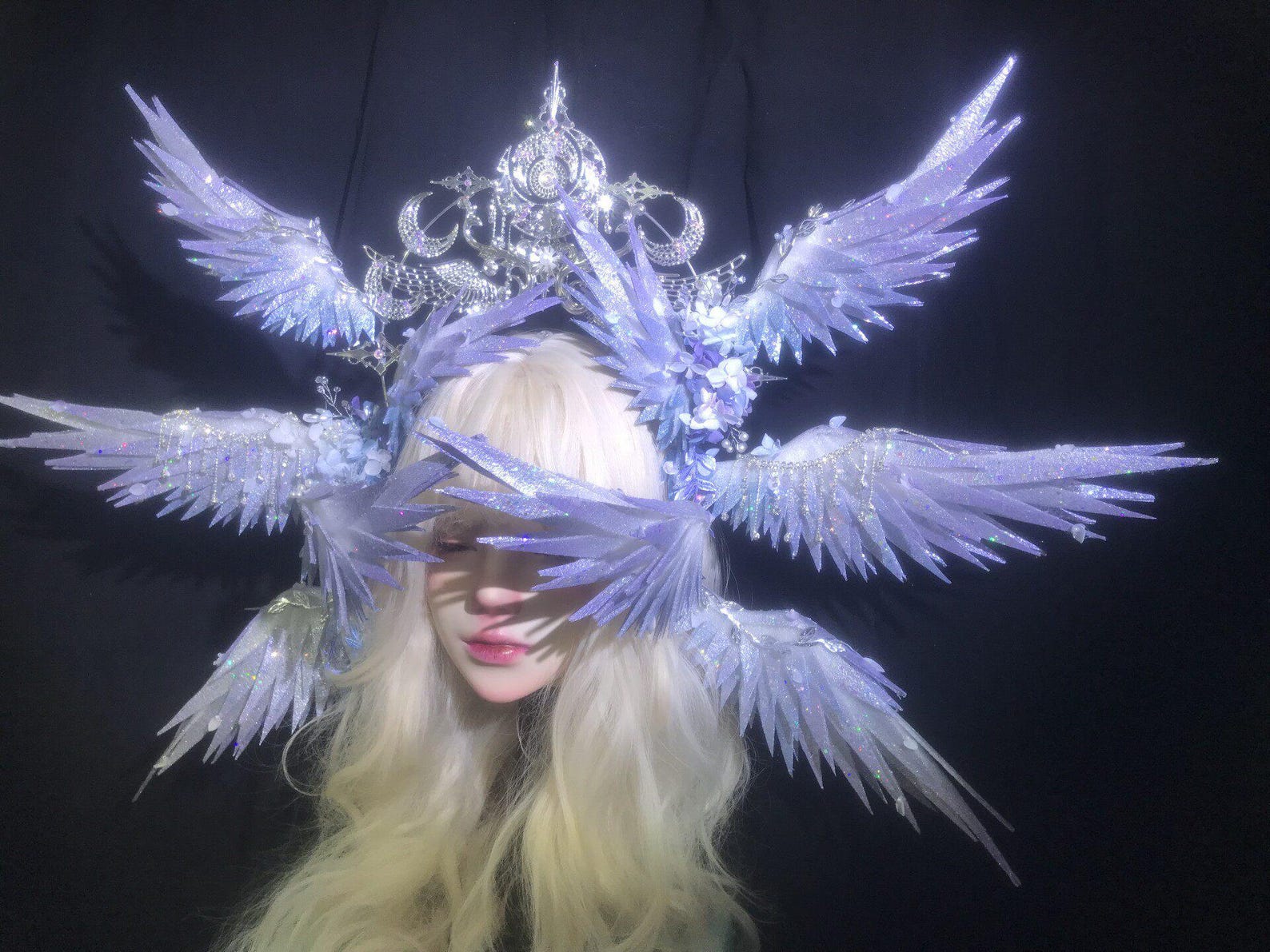 Ethereal Angel Wing Crown Headpiece, Iridescent Fairy Halo, Gothic ...