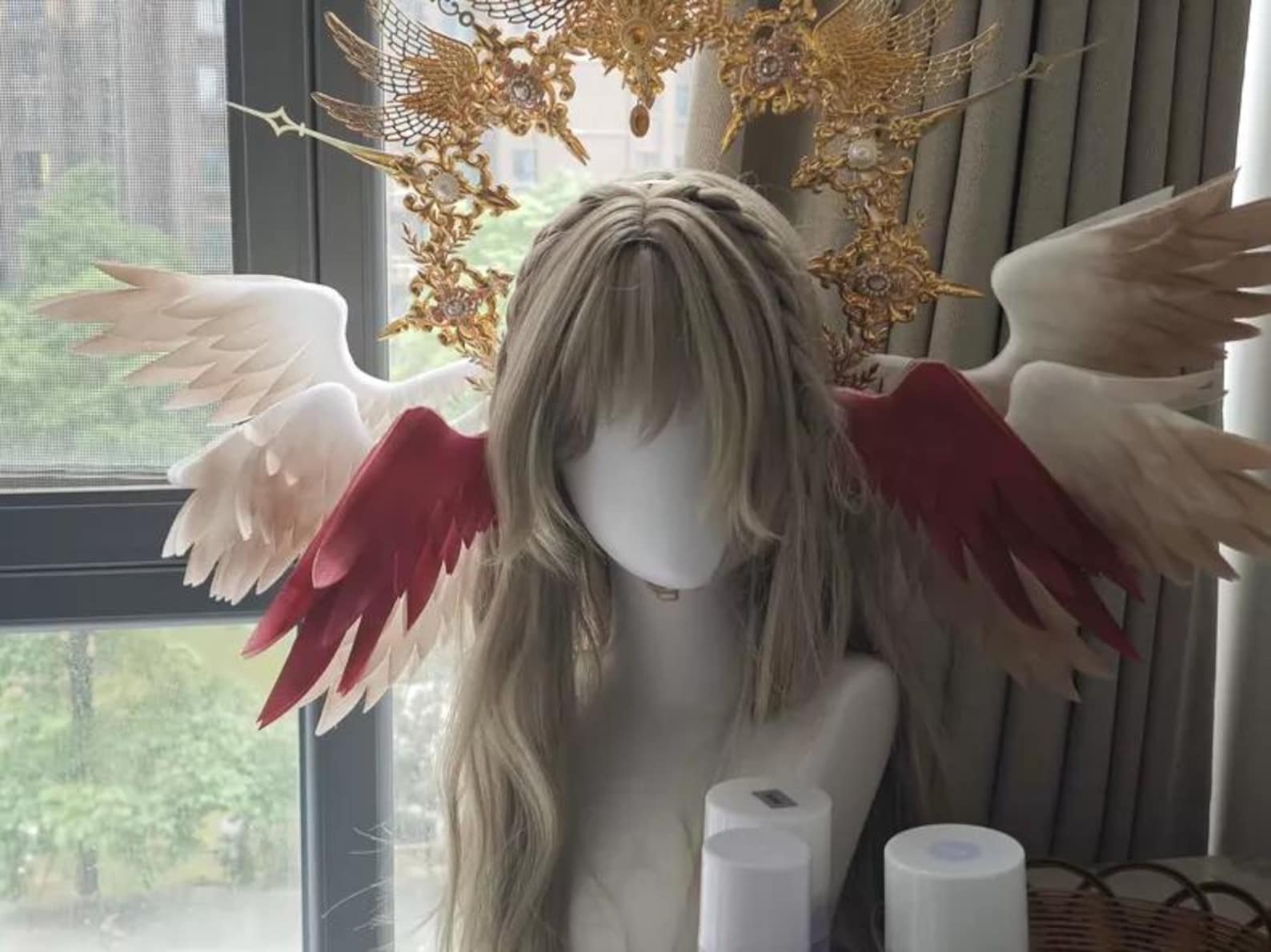Angel Feather Wings Headdress，golden Angel Wing Headpiece, Halo Crown ...