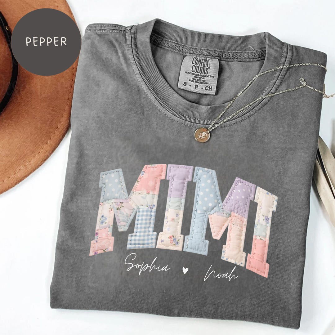 Custom Mimi Faux Patchwork Shirt With Kids Names, Custom Grandma Gift ...